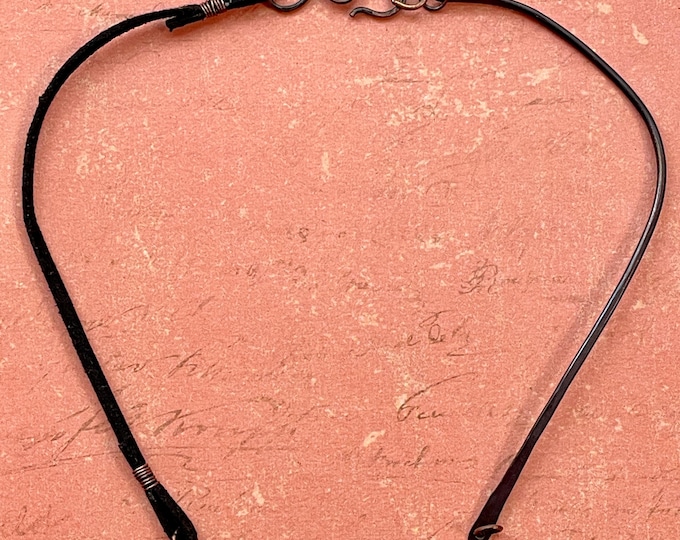 Blackened Copper Hammered Neck Cuff Bar With Black Faux Suede and ...