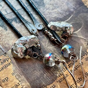 Rainbow Crystals, Titanium Silver Agate Shards and Hammered Blackened ...