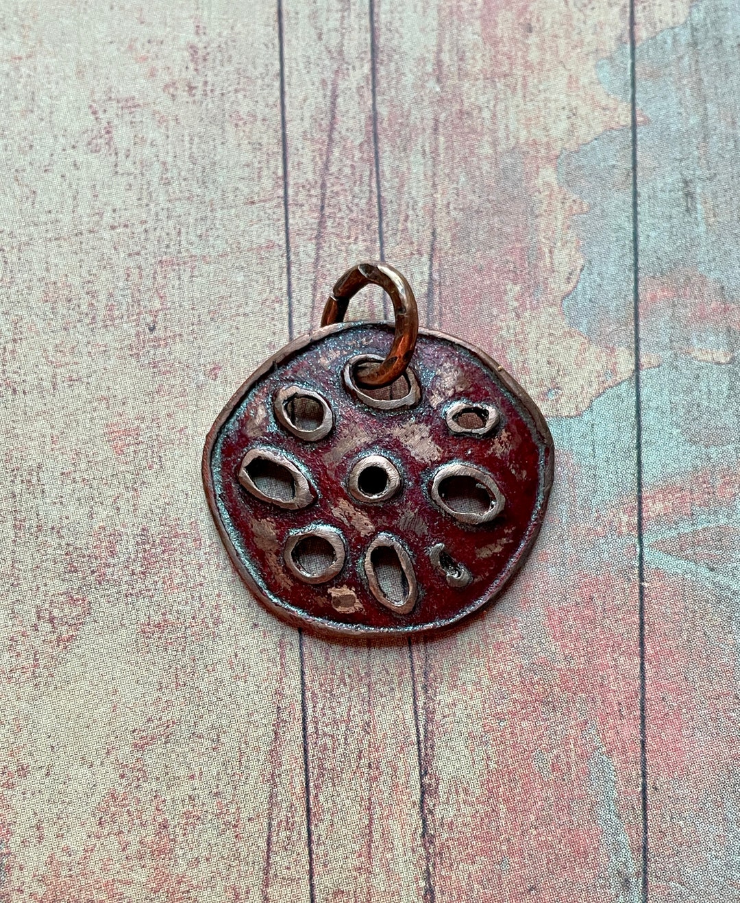 Lotus Pod Slice in Russet Red Copper Metal Clay - Etsy