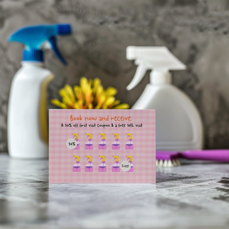 Cleaners / Maid / House Keeper Business Card + Stamp Card Combined ...