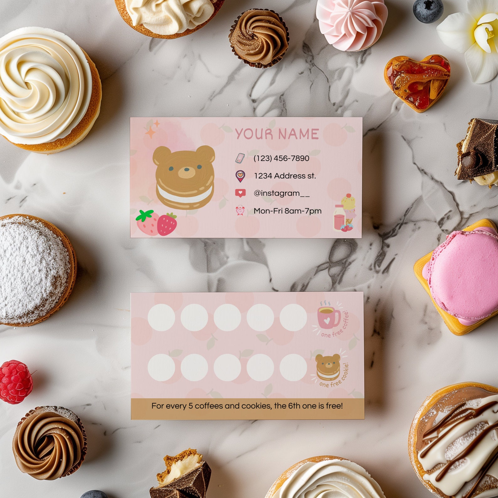 Cute Bakery Business/coffee Shop Customer Loyalty Cards + Stamp Card ...