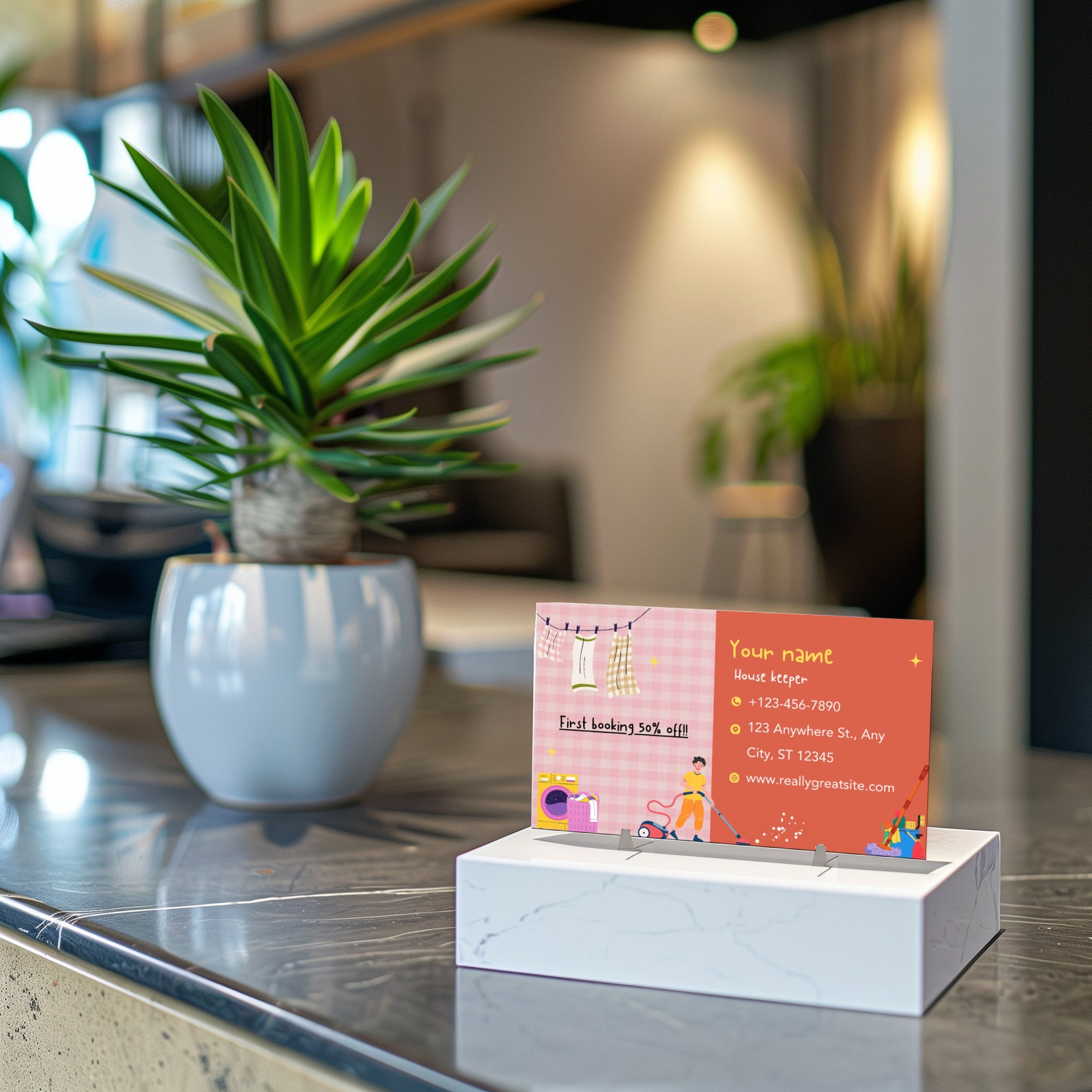 Cleaners / Maid / House Keeper Business Card + Stamp Card Combined ...