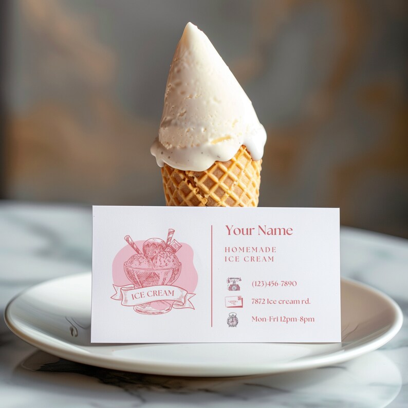 Ice Cream Shop Loyalty Card, Vintage Pink Business Card (canva Editable ...