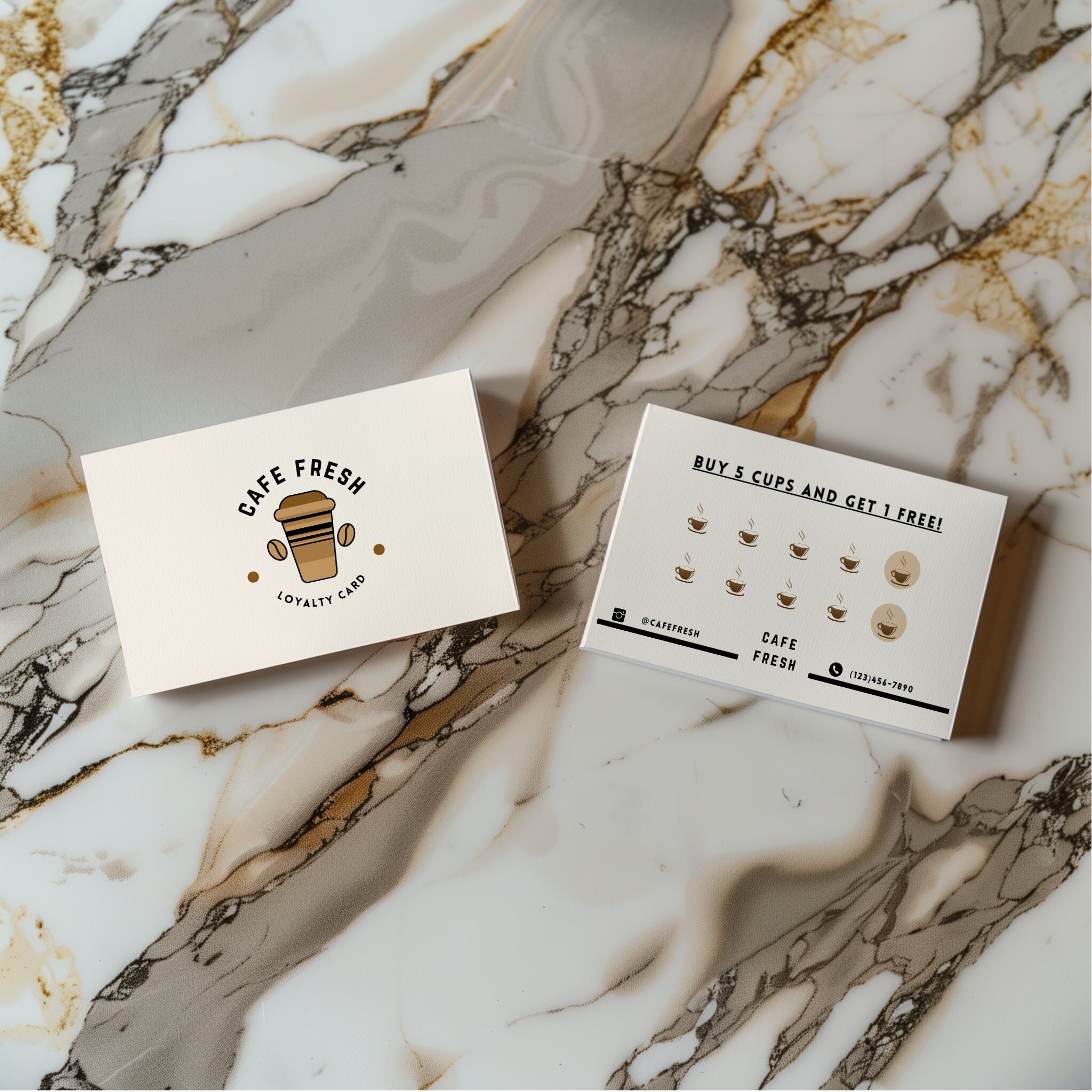 Cafe Business / Coffee Shop Customer Loyalty Cards + Stamp Card [INSTANT Download+editable on ...