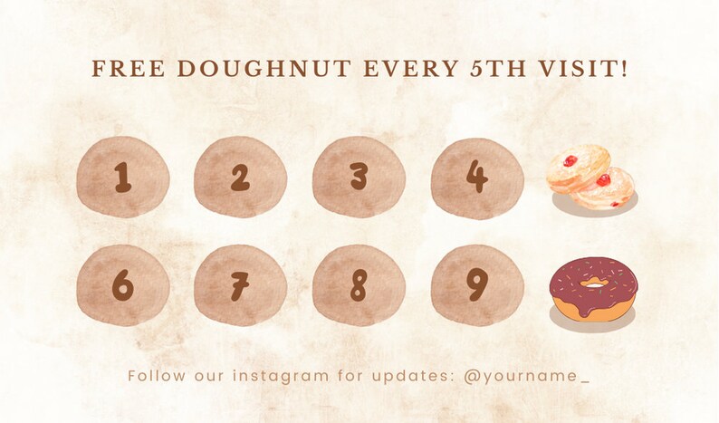 Donut / Bakery Shop Stamp Card [multifunctional Loyalty Card + Business ...