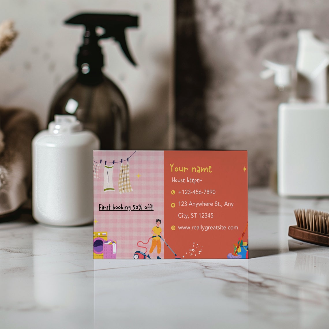 Cleaners / Maid / House Keeper Business Card + Stamp Card Combined ...