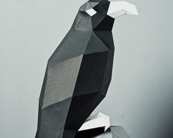 Raven Papercraft, Raven, SVG, PDF Template, Paper Statue, Crow 3D Low ...