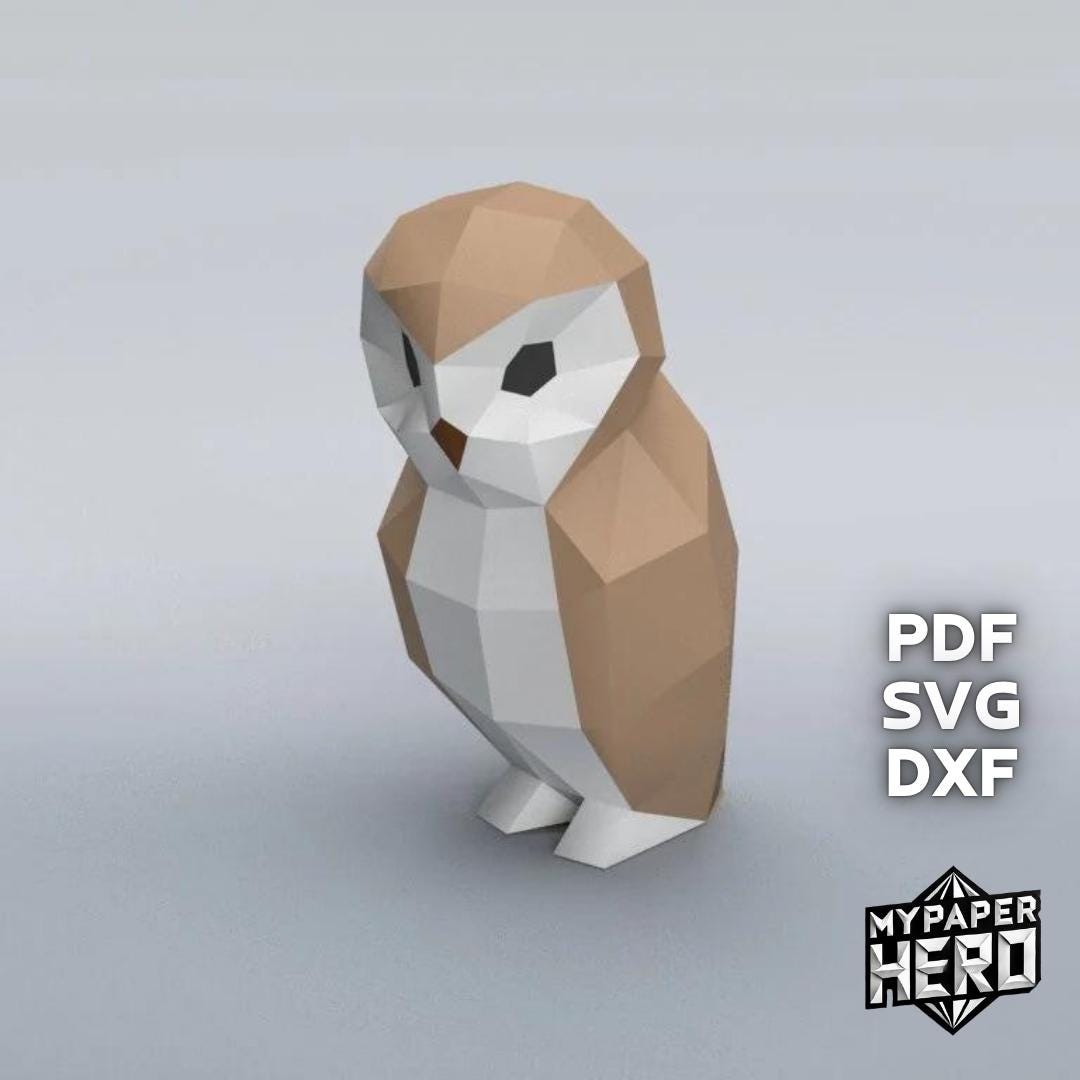 Low Poly Owl Digital Template Papercraft 3d Owl Model Bird Pepakura DIY ...