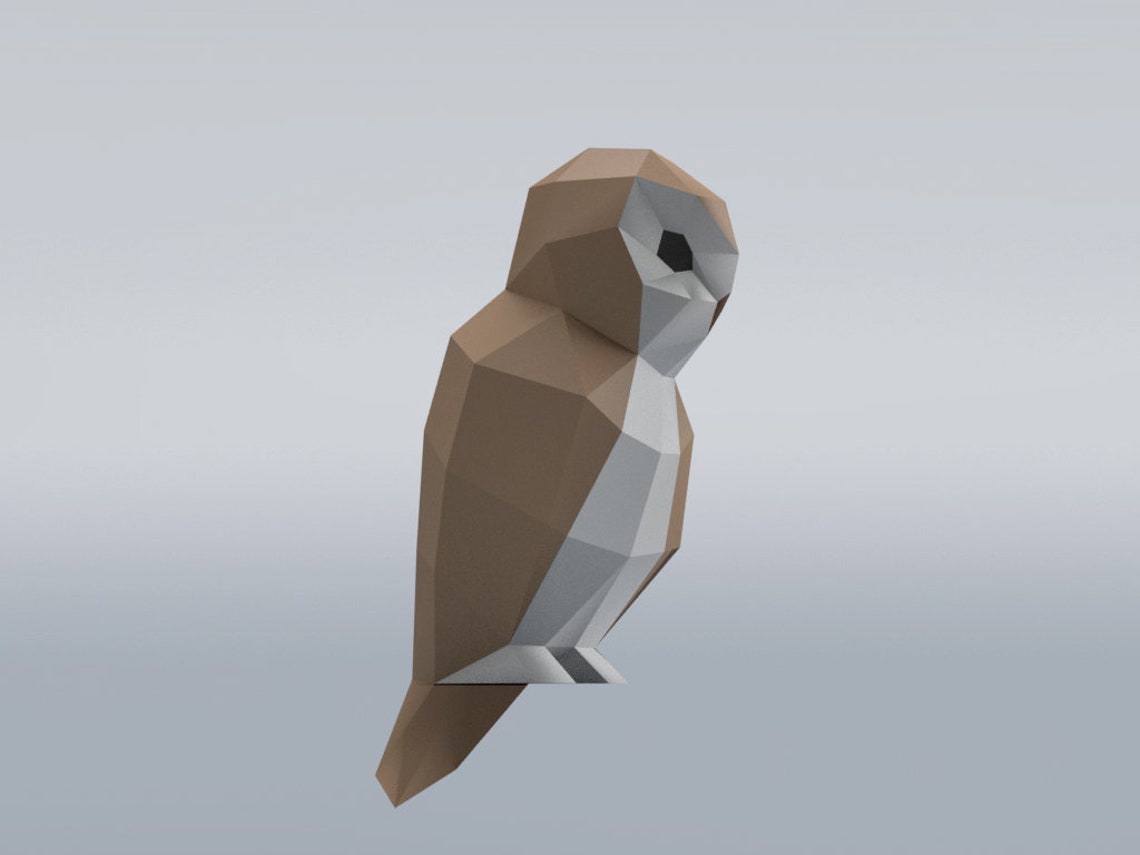 Low Poly Owl Digital Template Papercraft 3d Owl Model Bird Pepakura DIY ...