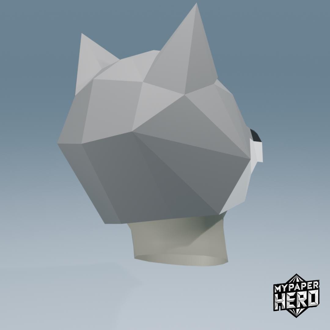 Low Poly Wolf Mask 3D, Digital Template, Papercraft Wolf Mask 3d ...