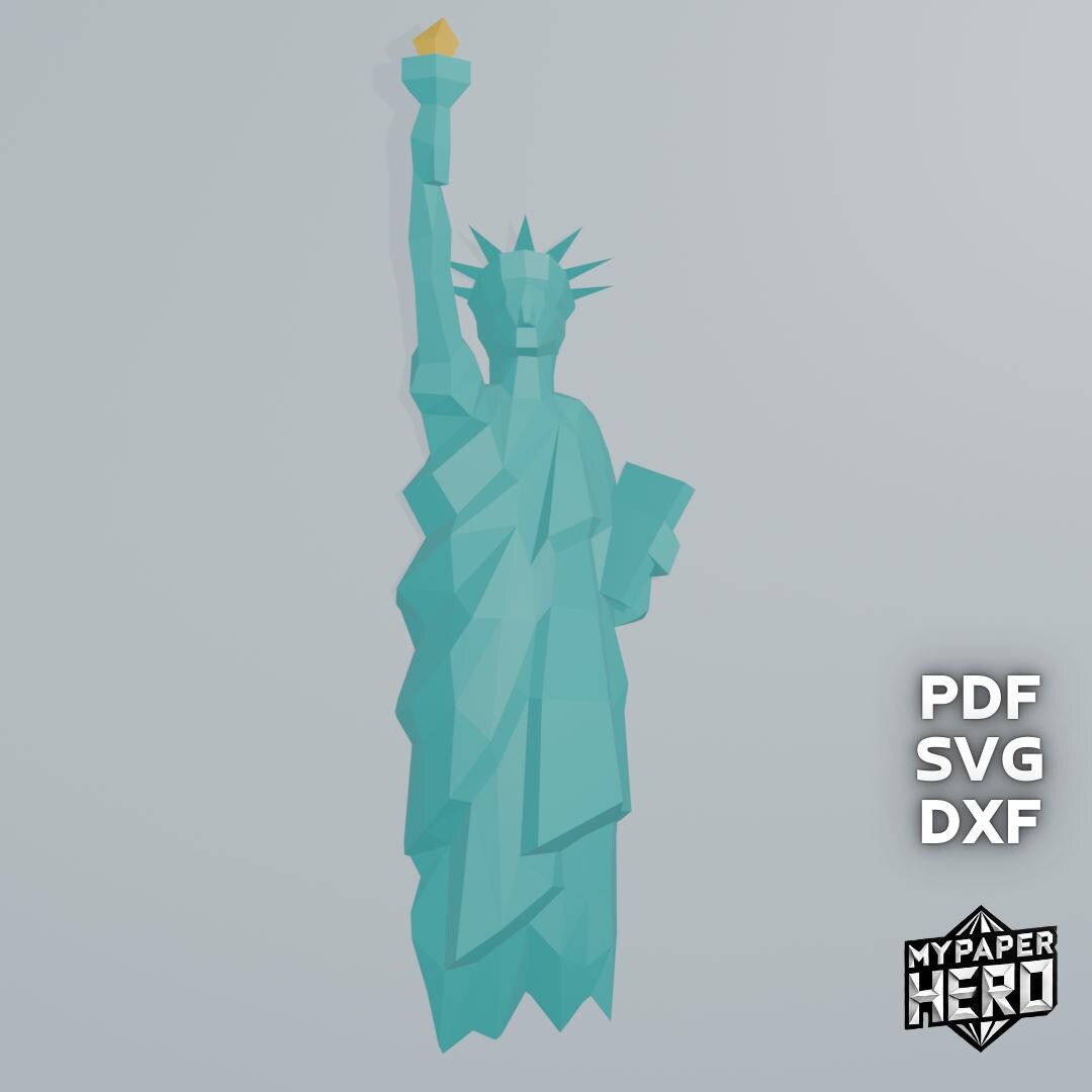 Low Poly Statue of Liberty 3D, Digital Template, Papercraft Statue of ...
