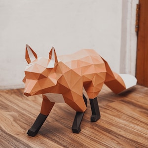 Fox 3D Papercraft, Digital Template, PDF SVG Download, Low Poly Fox, 3D ...