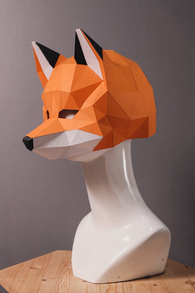 Low Poly Fox Mask Papercraft PDF, SVG Template for Creating 3D Fox Mask ...