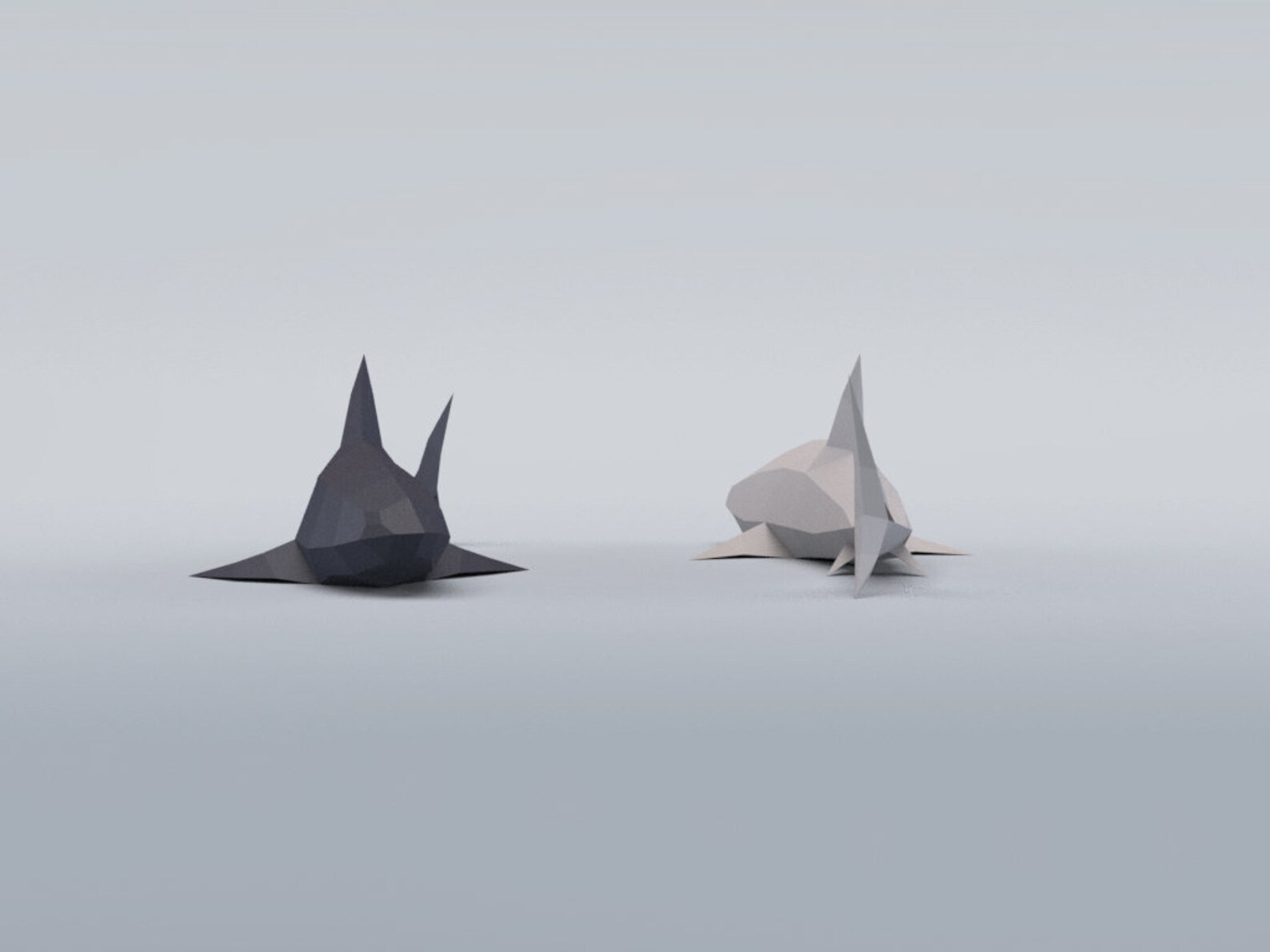 Sharks 3D Papercraft, Low Poly Sharks, Digital File Template, Shark 3d ...