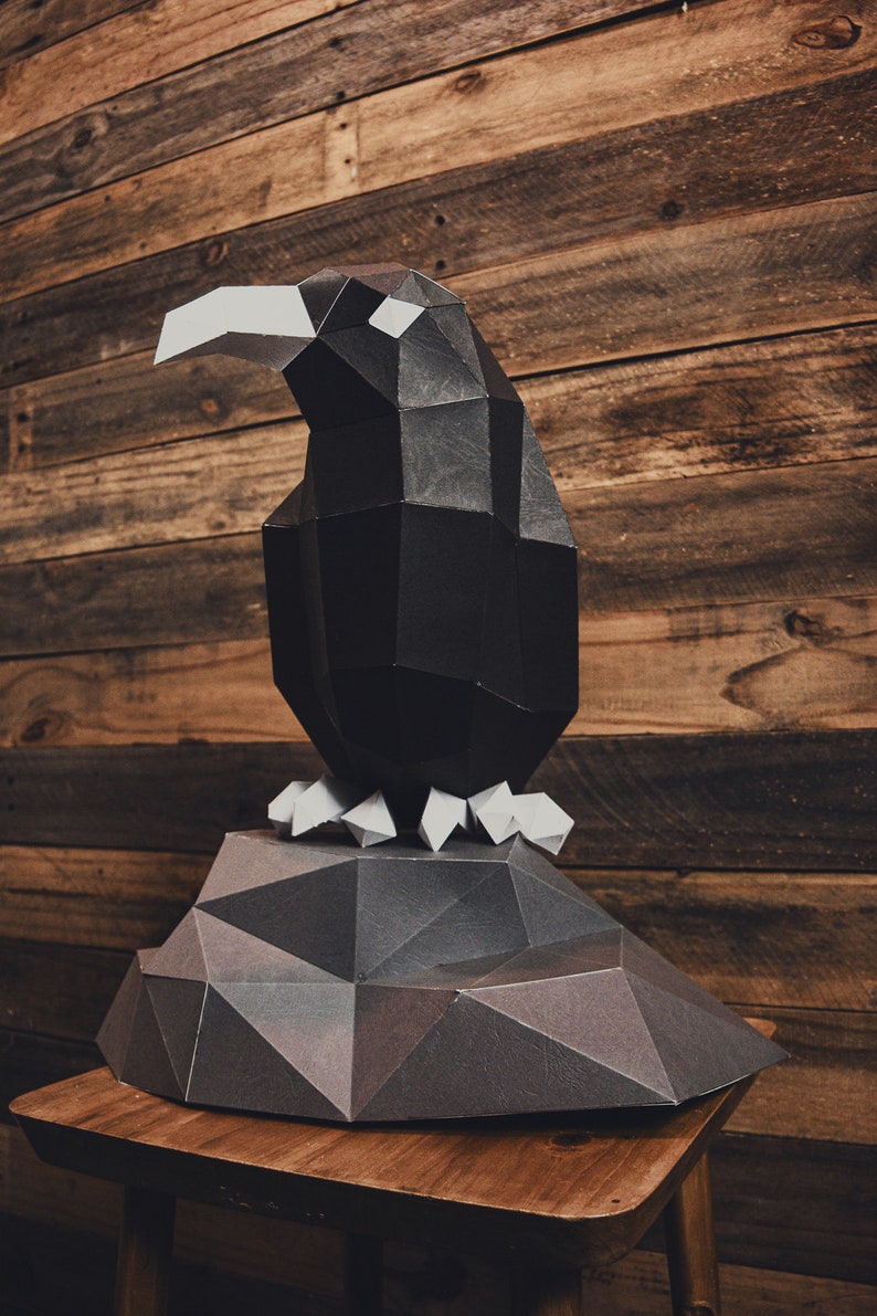 Low Poly Raven, Digital Template, Papercraft Raven 3D, Crow Model ...
