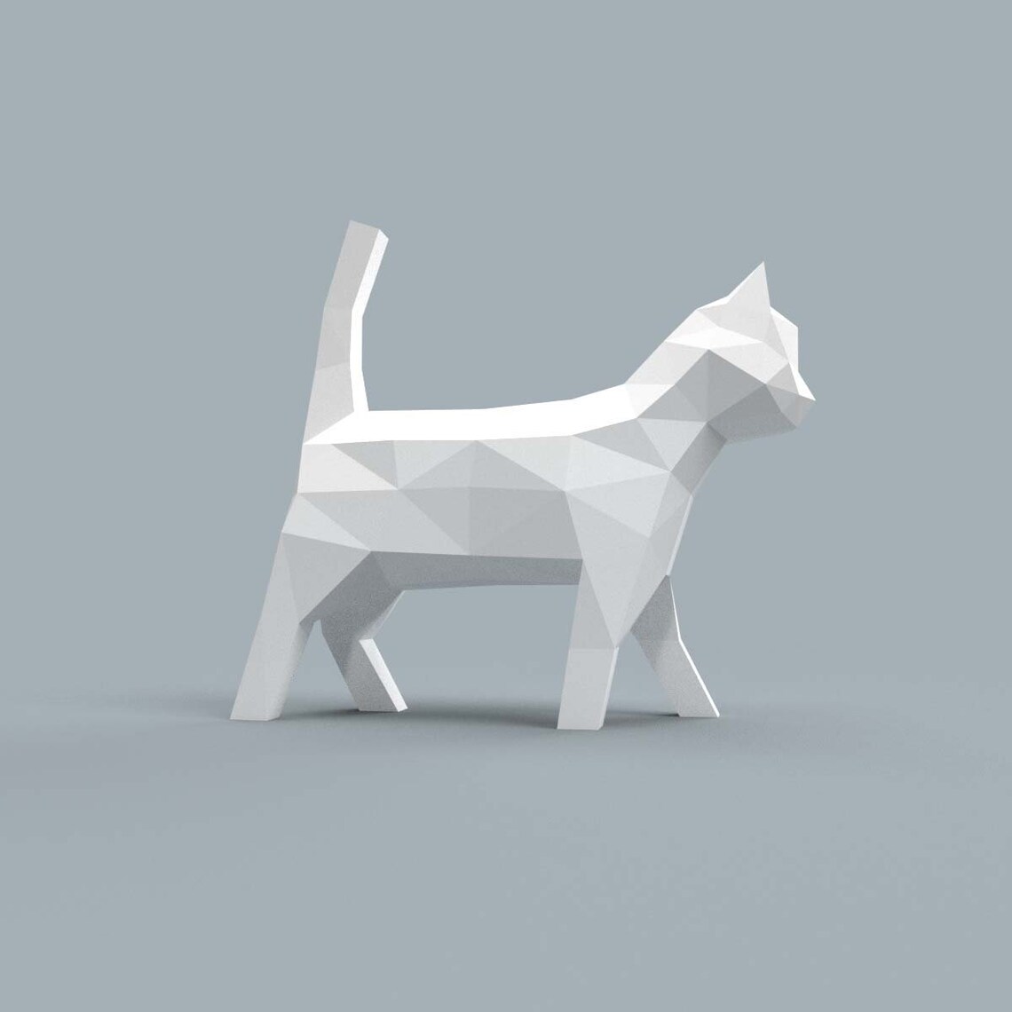 Low Poly Cat 3D Papercraft PDF, SVG Template for Creating 3D Cat, 3D ...