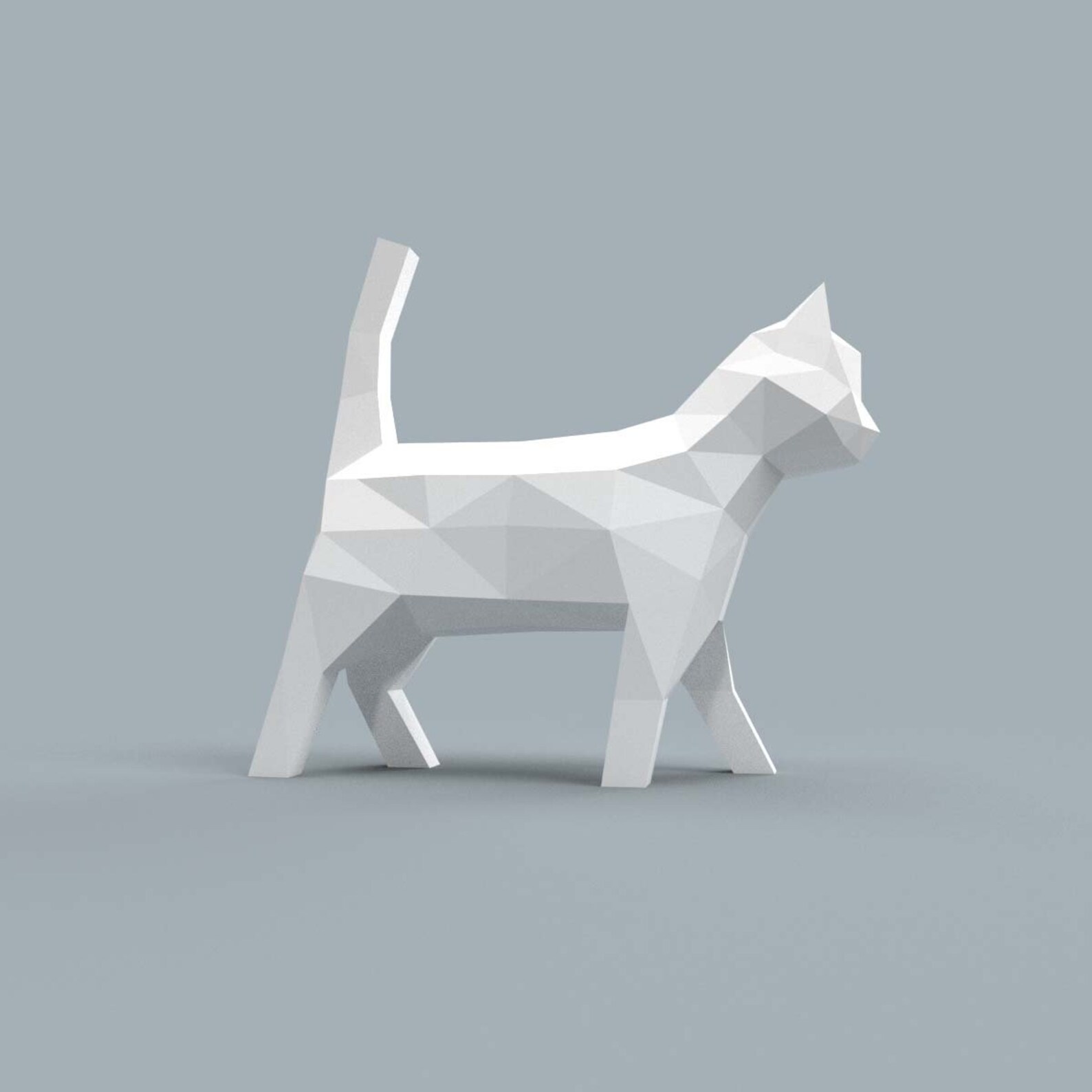 Low Poly Cat 3D Papercraft PDF, SVG Template for Creating 3D Cat, 3D ...