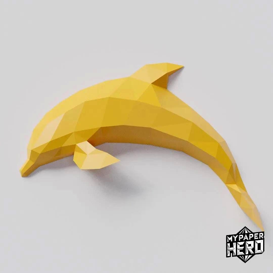 Papercraft Dolphin 3D, Digital Template, Low Poly Dolphin, Pepakura ...