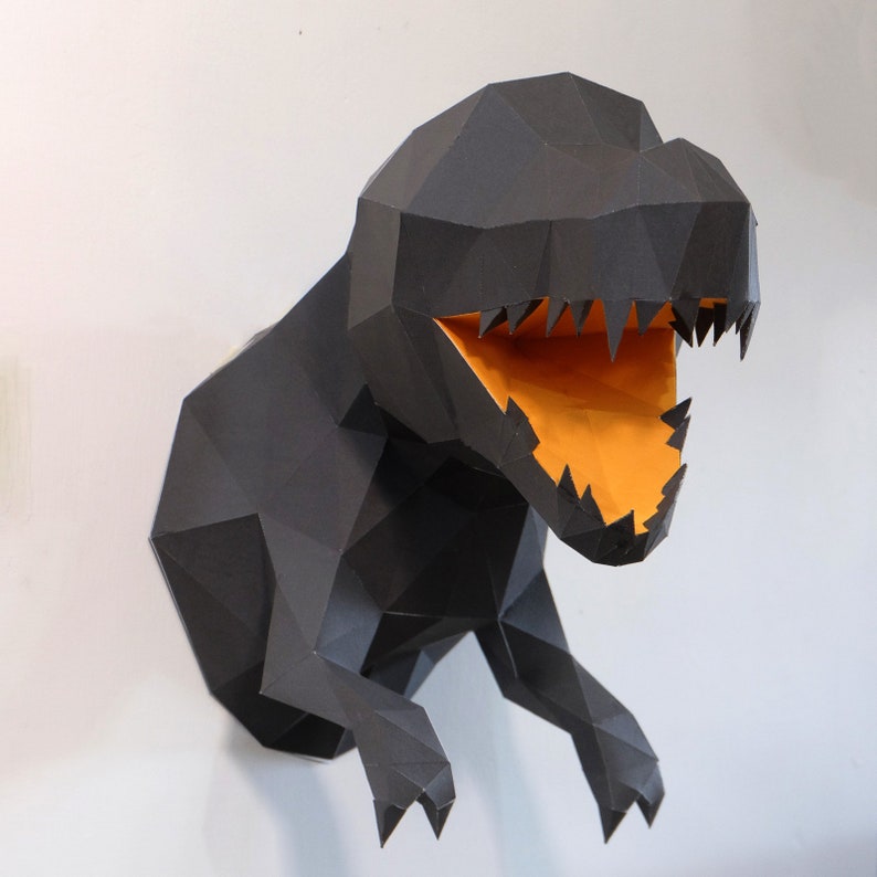 T-rex Papercraft, Digital Template, Low Poly T-rex, DIY Origami Model ...
