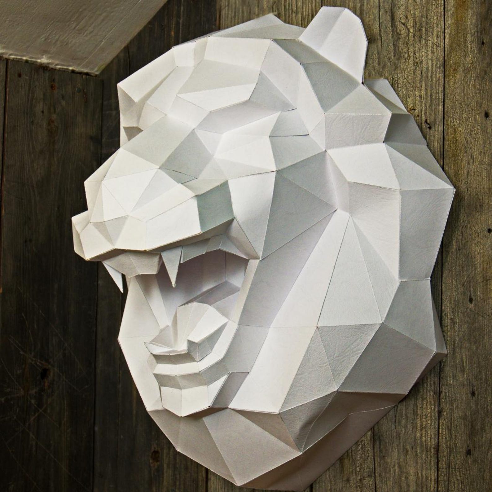 Low Poly Lion Head Wall Art Decor, Papercraft Lion, PDF SVG Digital ...
