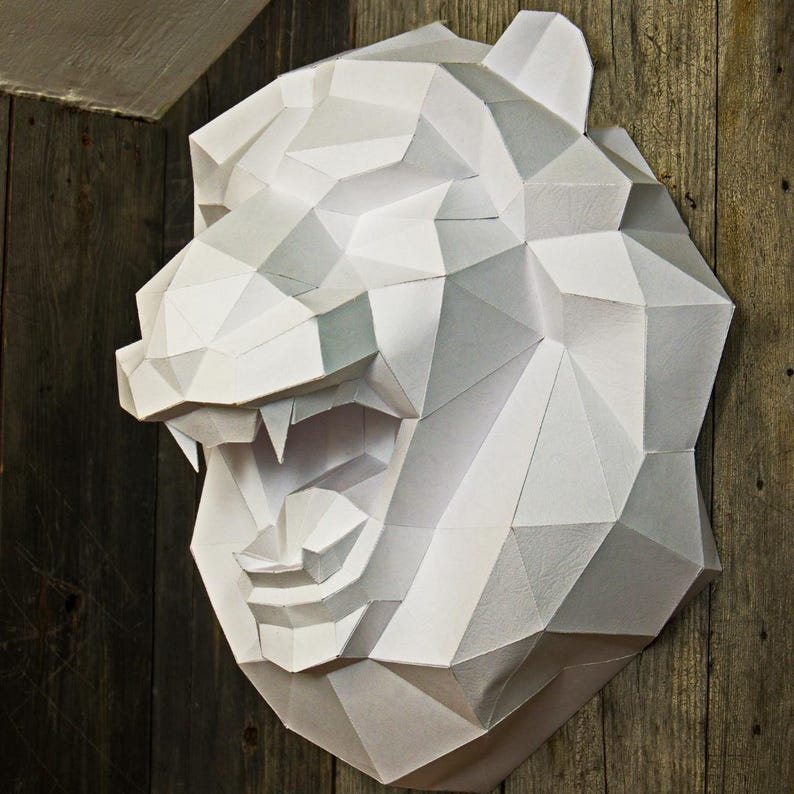 Low Poly Lion Head Wall Art Decor, Papercraft Lion, PDF SVG Digital Template, Pepakura, Origami ...