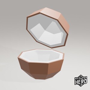 Low Poly Coconut 3D, Digital Template, Papercraft Coconut 3D, SVG PDF ...