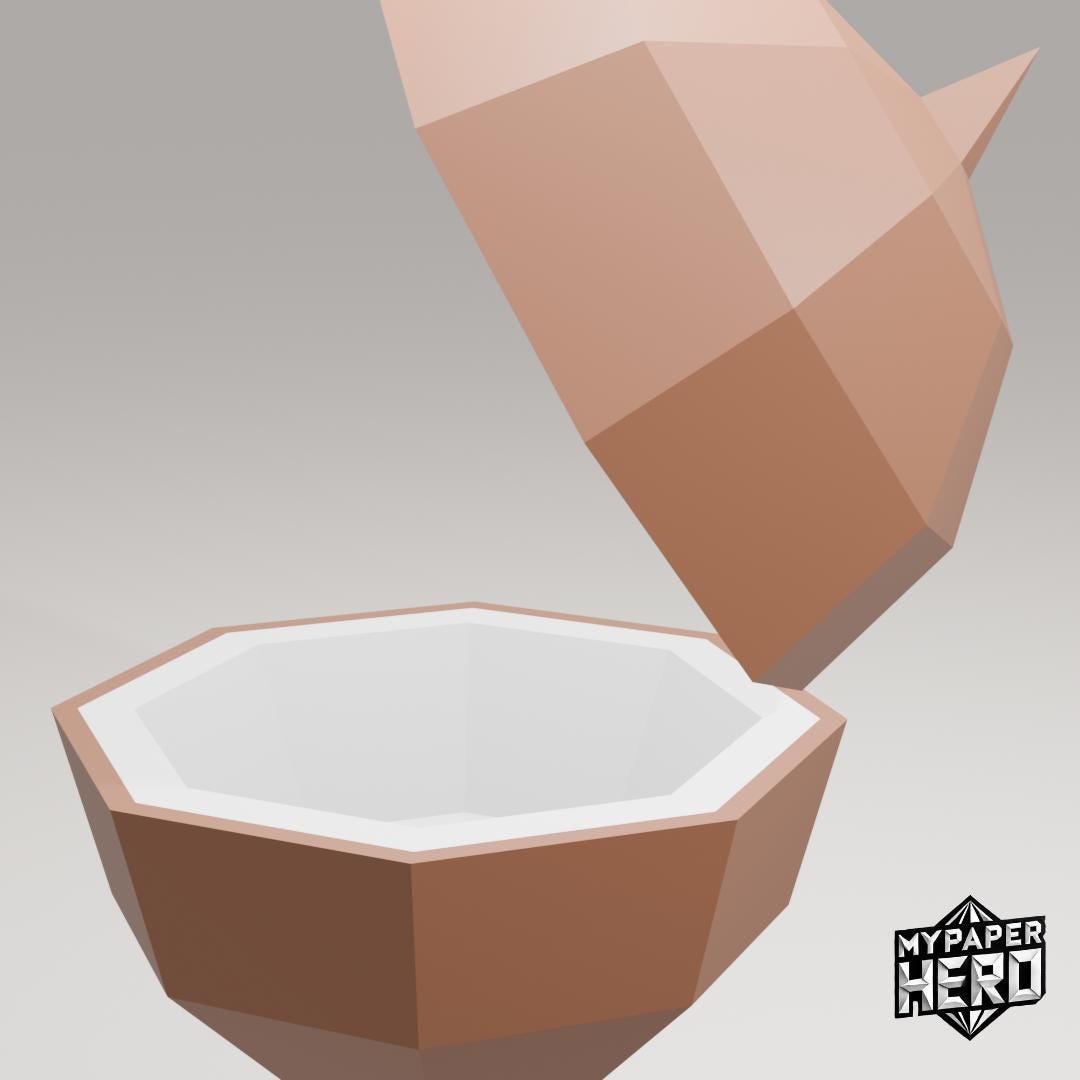 Low Poly Coconut 3D, Digital Template, Papercraft Coconut 3D, SVG PDF ...
