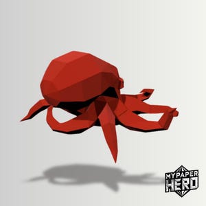 Low Poly Octopus Model, Digital Template, Papercraft Octopus 3D ...