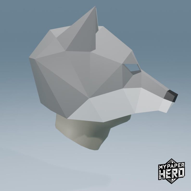 Low Poly Wolf Mask 3D, Digital Template, Papercraft Wolf Mask 3d ...
