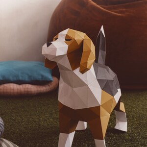 Low Poly Beagle Dog, Papercraft Dog 3D, Digital Template, SVG Download ...