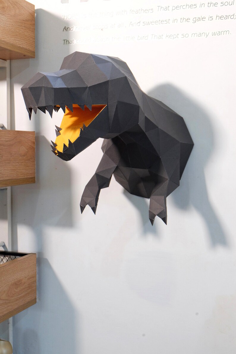 T-rex Papercraft, Digital Template, Low Poly T-rex, DIY Origami Model Pepakura, Paper Craft 3D ...