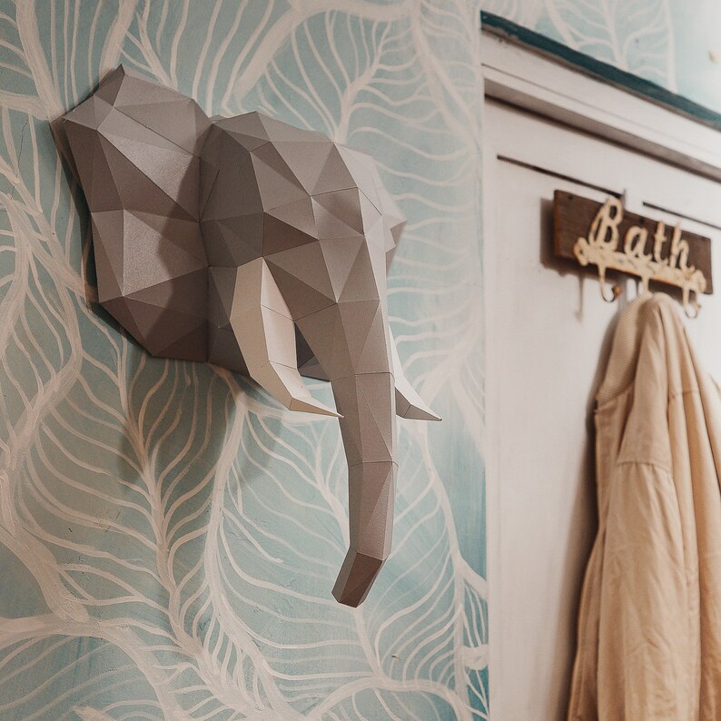 3D Papercraft Elephant, Digital Template, PDF,SVG, Low Poly Elephant ...