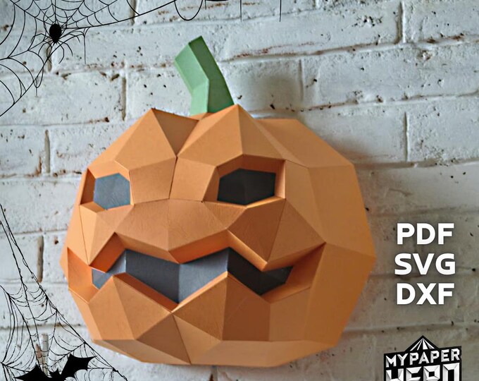 Papercraft 3D Halloween PUMPKINS Set Template Pattern Low Poly Pepakura ...