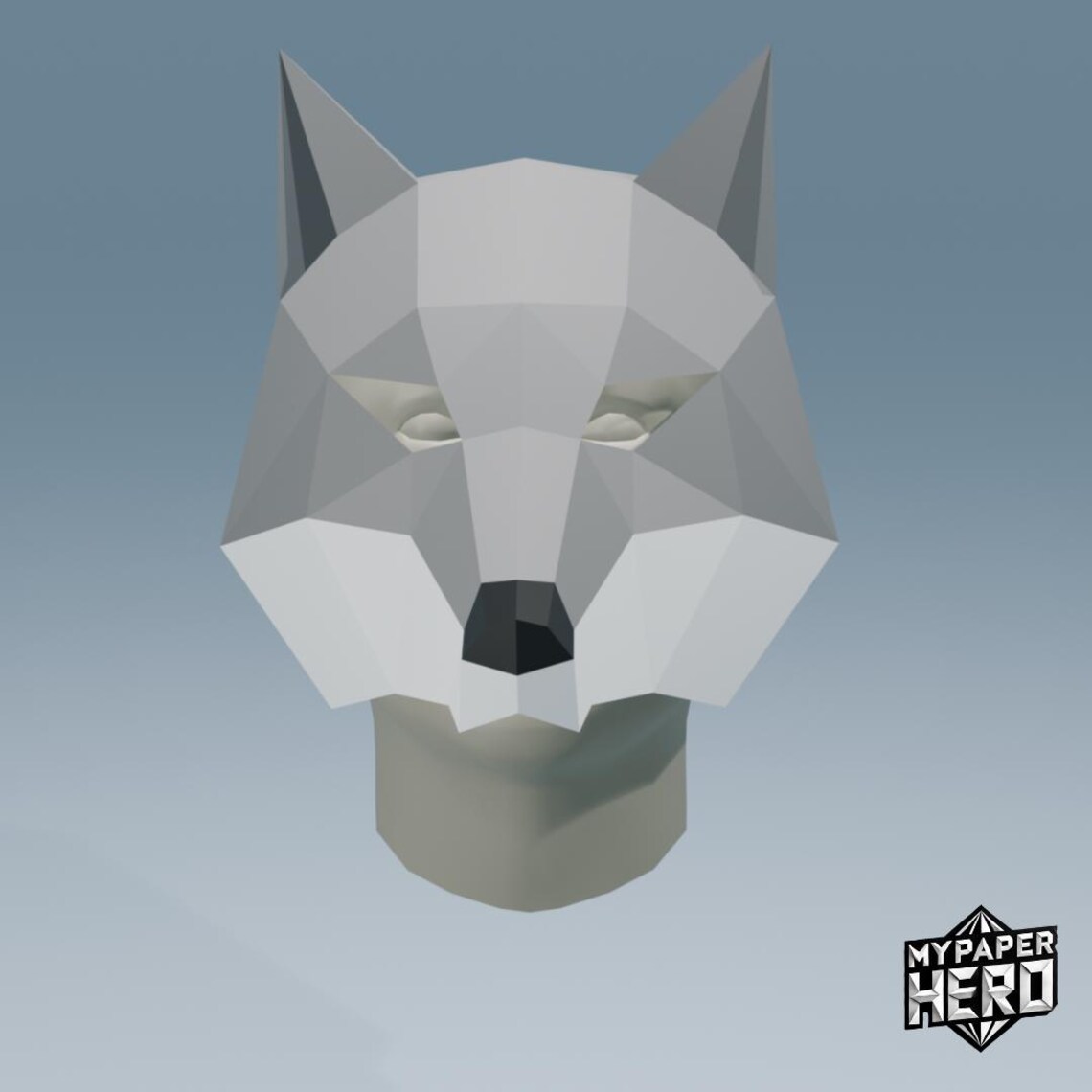 Low Poly Wolf Maske 3D, Digitale Vorlage, Papercraft Wolf Maske 3D ...