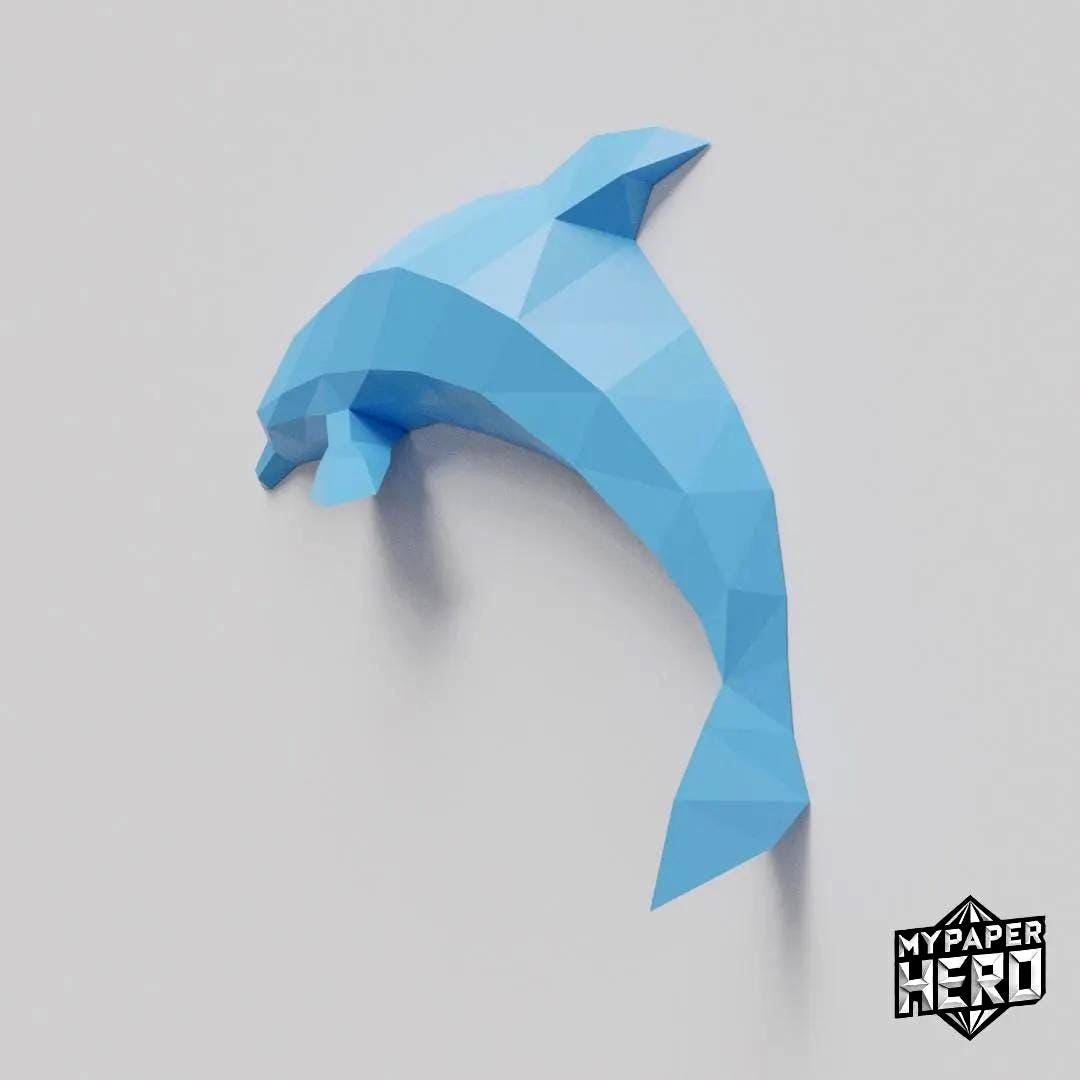 Papercraft Dolphin 3D, Digital Template, Low Poly Dolphin, Pepakura ...