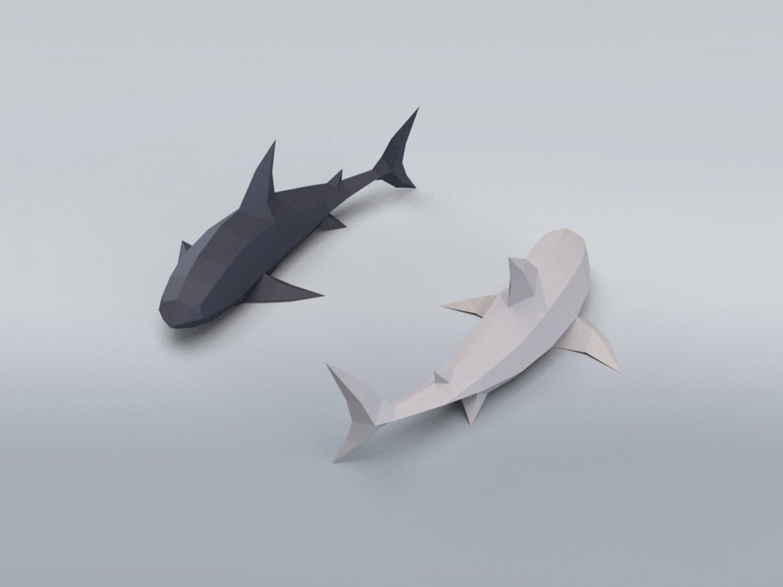Sharks 3D Papercraft, Low Poly Sharks, Digital File Template, Shark 3d ...