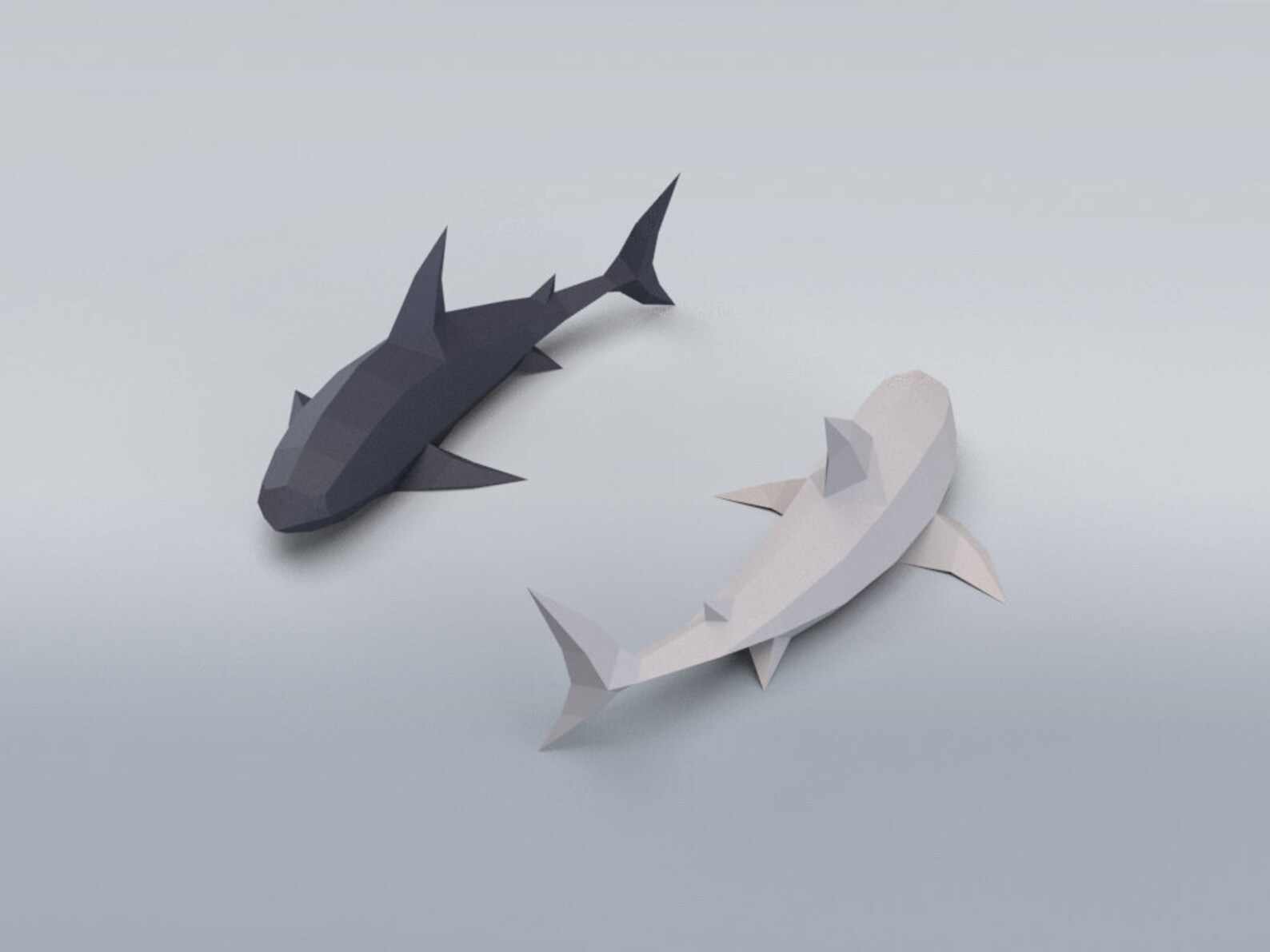 Sharks 3D Papercraft, Low Poly Sharks, Digital File Template, Shark 3d ...