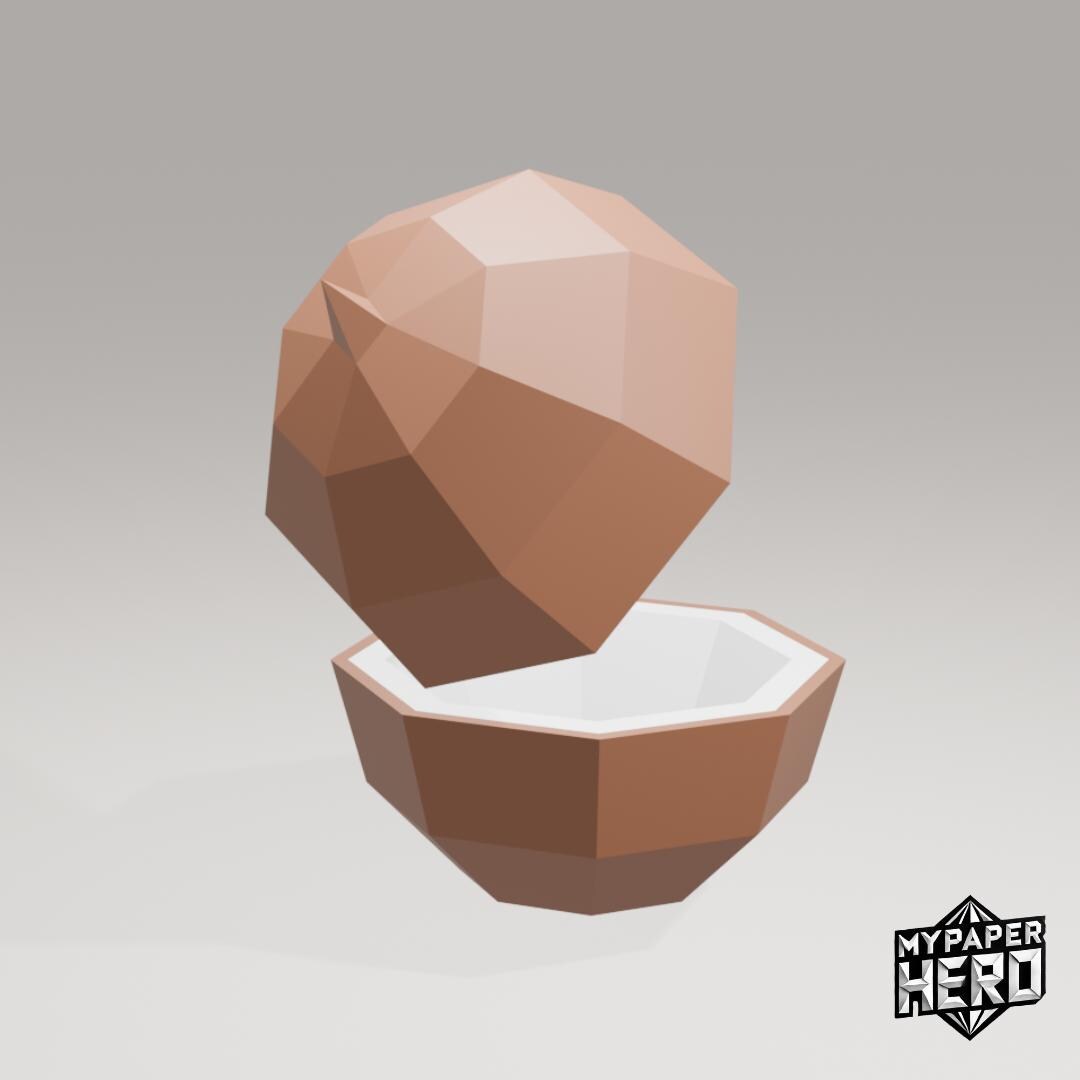 Low Poly Coconut 3D, Digital Template, Papercraft Coconut 3D, SVG PDF ...