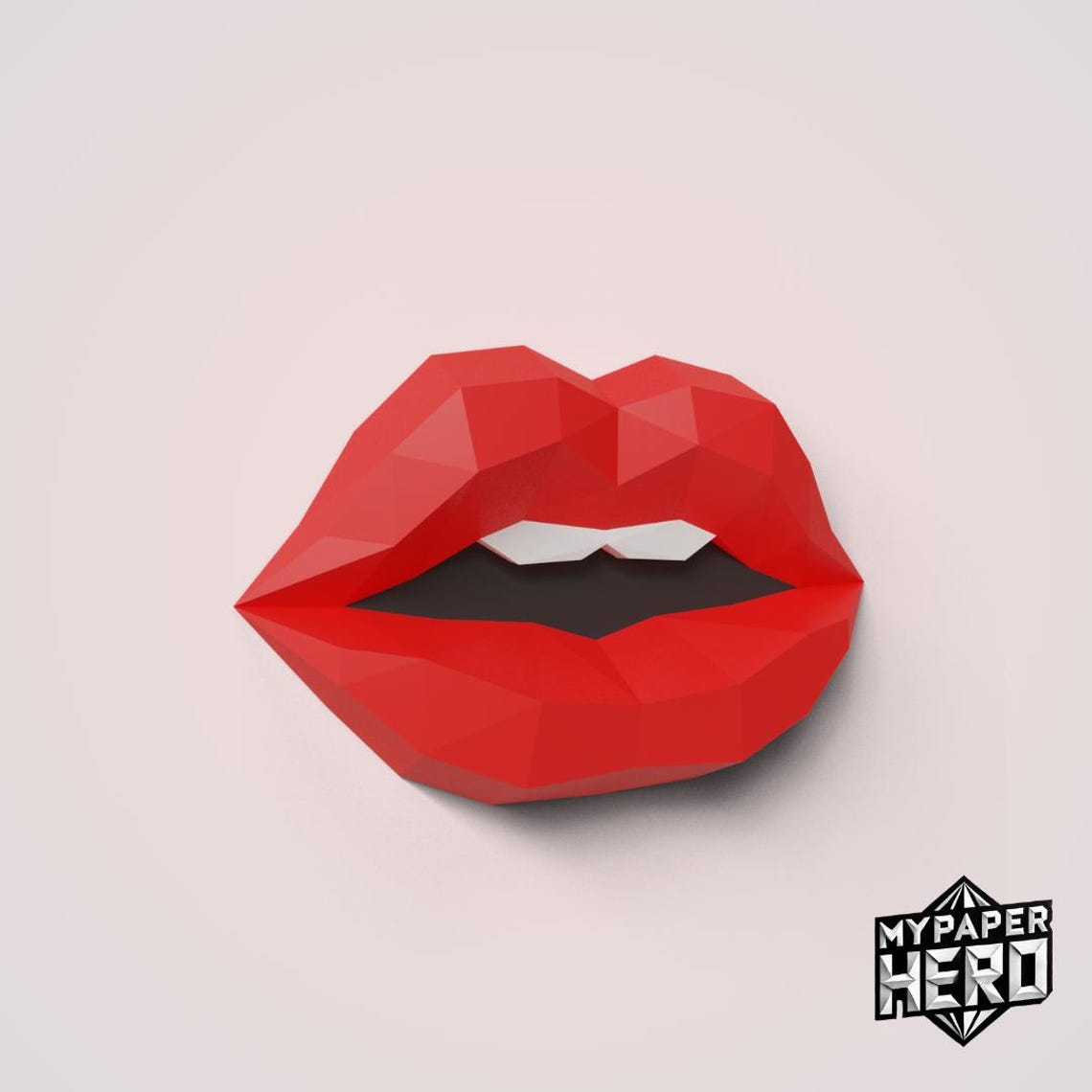 Papercraft Lips 3D, Digital Template, Low Poly Lips 3D, PDF SVG File ...