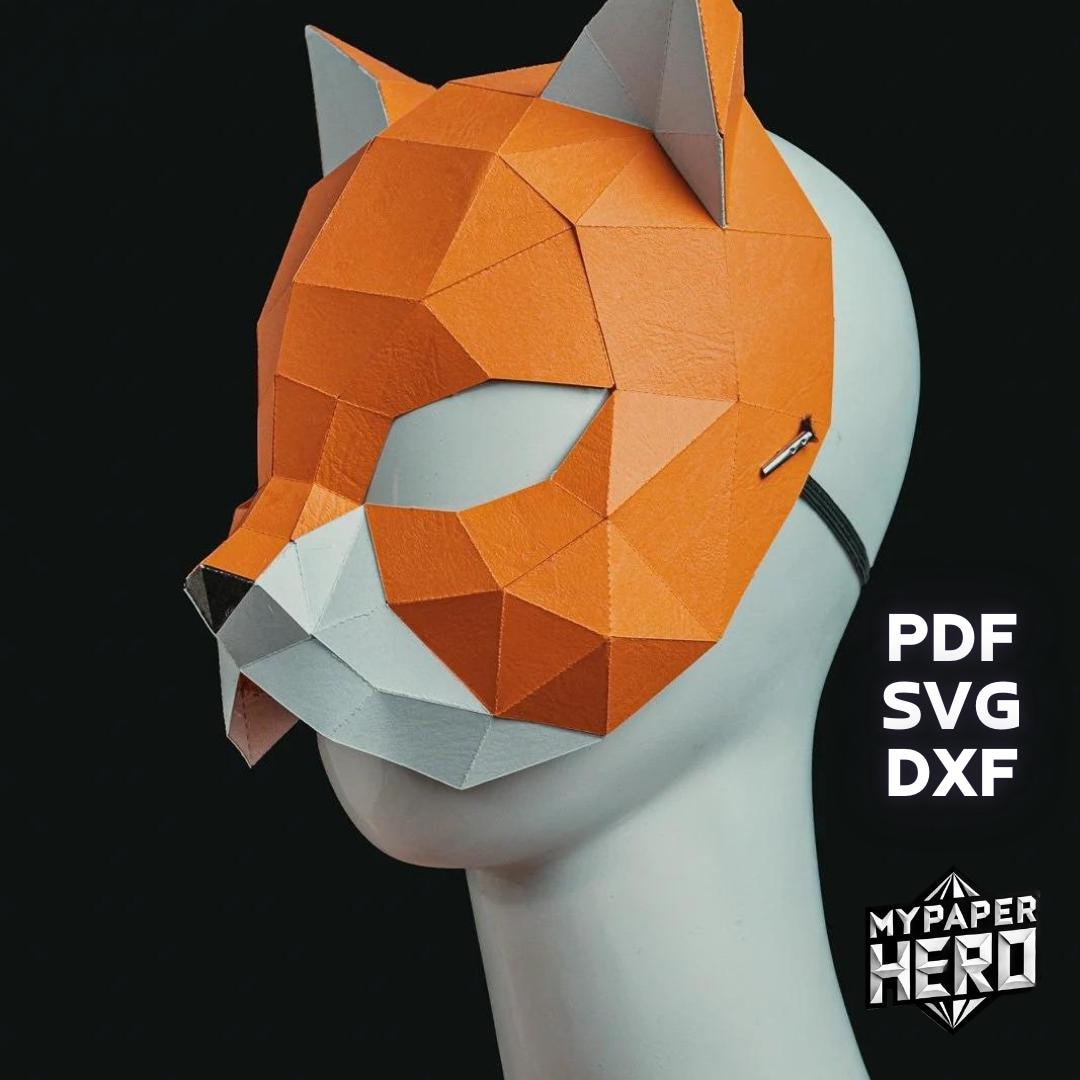 Low Poly Cat Mask, Digital Template, Papercraft 3D Cat Mask, DIY ...