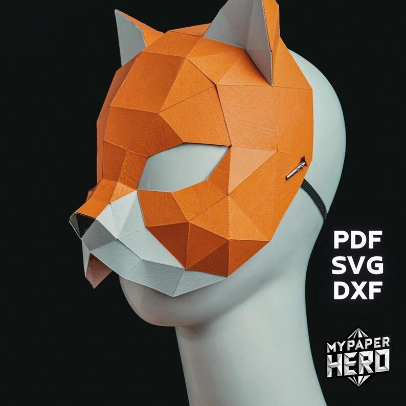 Low Poly Cat Mask, Digital Template, Papercraft 3D Cat Mask, DIY ...
