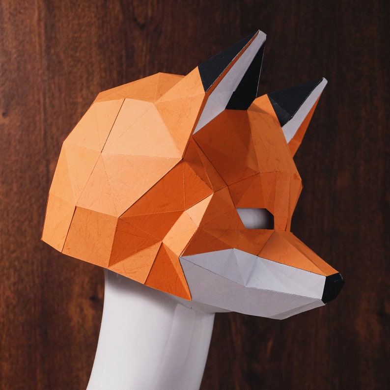 Fox Mask Papercraft 3D, Digital Template PDF SVG, Low Poly Fox Mask ...