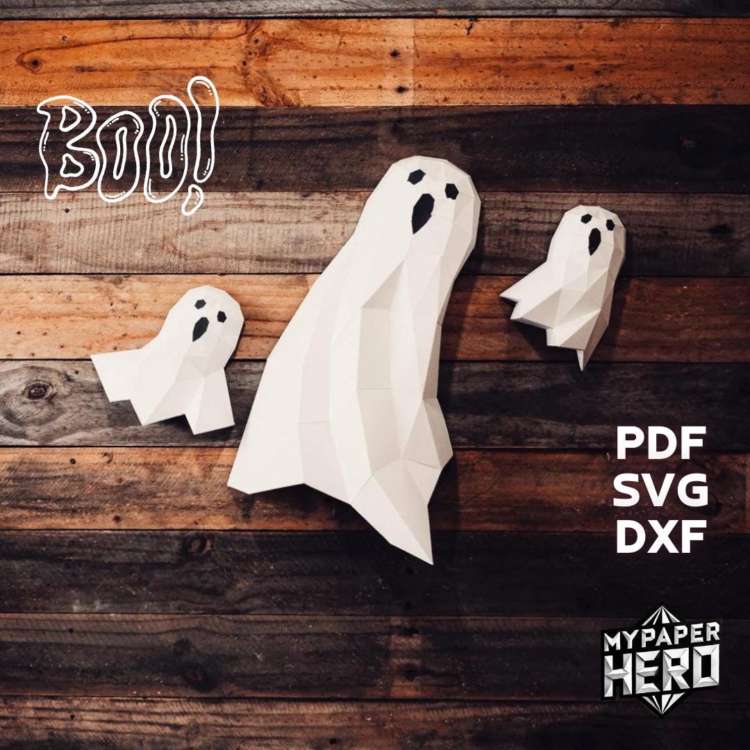 Ghosts Papercraft Low Poly, Digital Template, 3D Ghosts Poly Paper, DIY ...