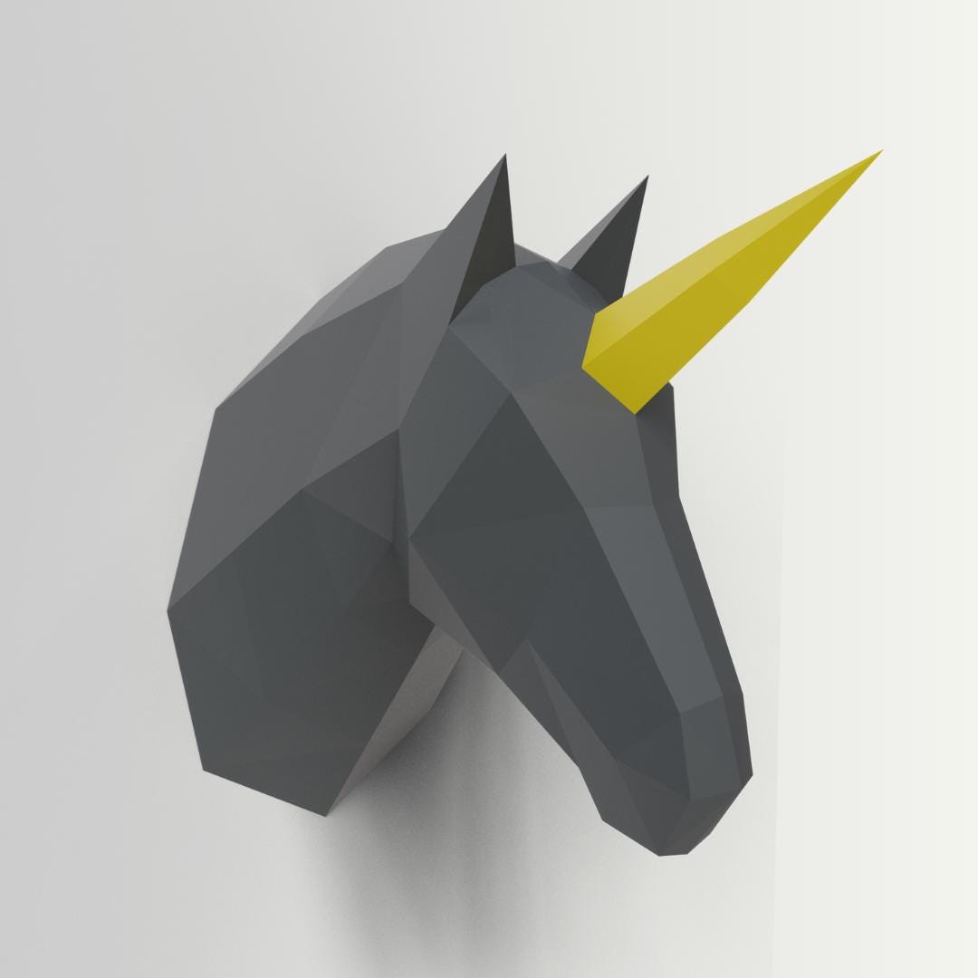 Unicorn Head Papercraft 3D, Digital Template, Low Poly Unicorn, PDF SVG ...