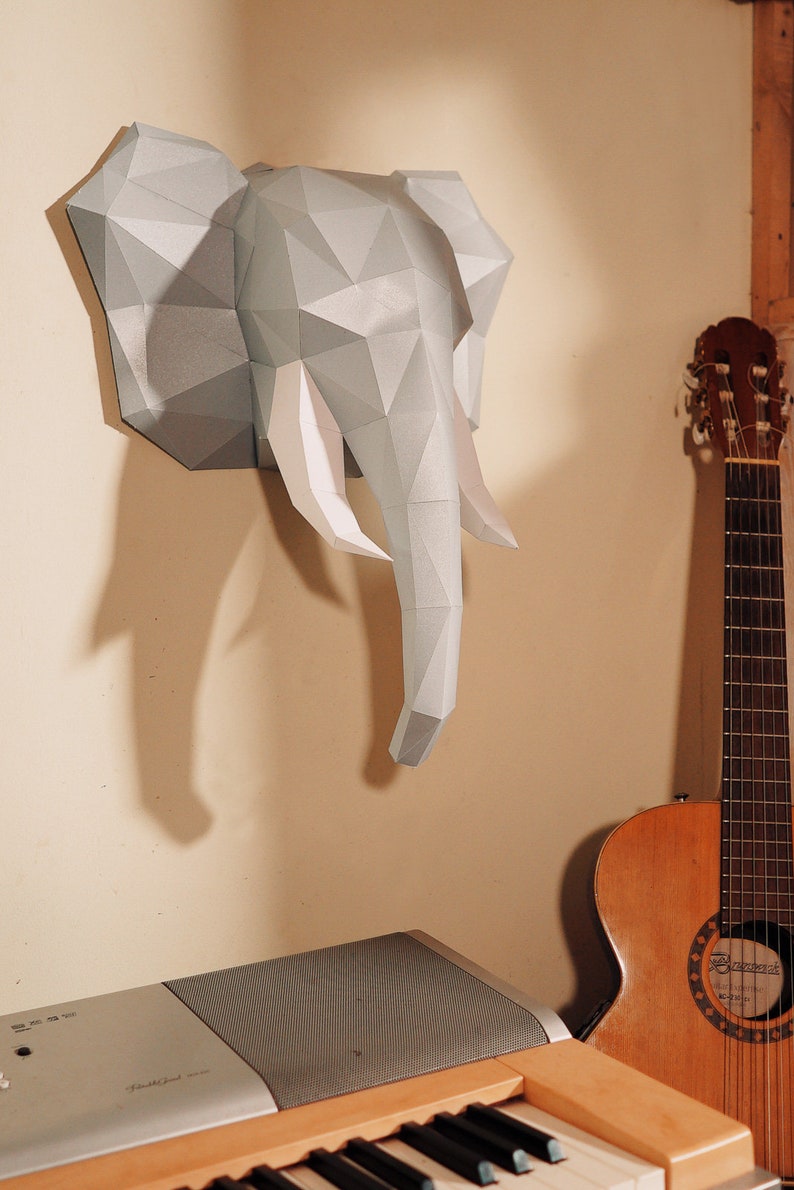 3D Papercraft Elephant, Digital Template, PDF,SVG, Low Poly Elephant ...