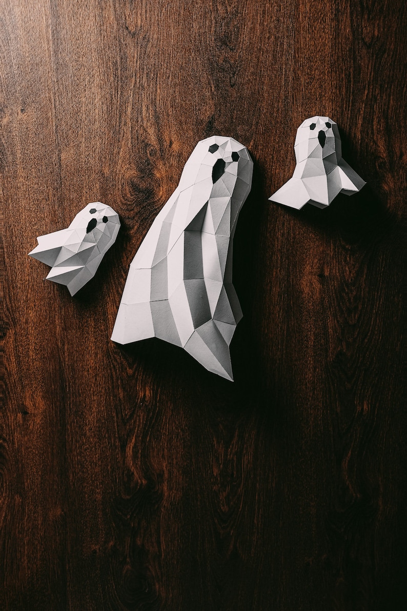 Ghosts Papercraft Low Poly, Digital Template, 3D Ghosts Poly Paper, DIY ...