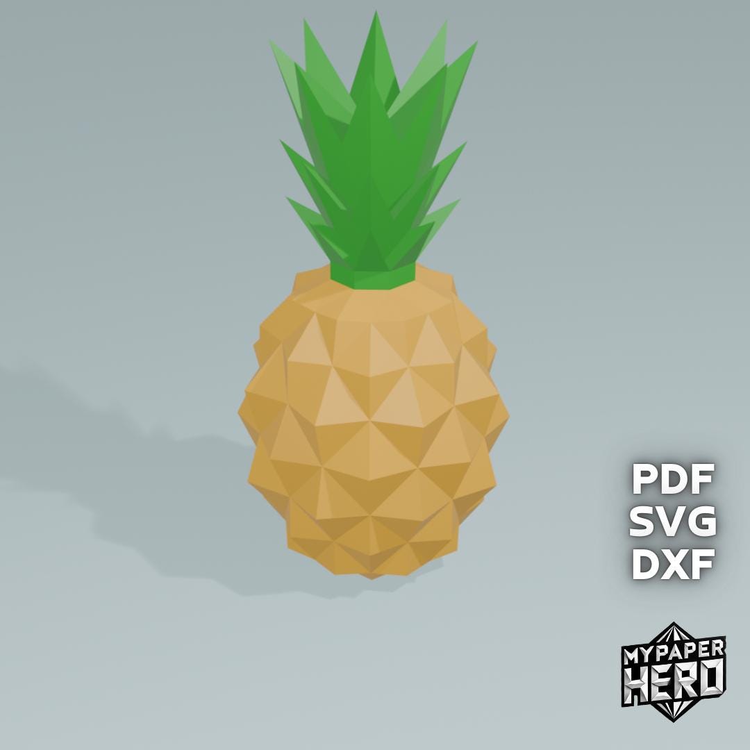 Papercraft Pineapple 3D, Digital Template, Low Poly Pineapple 3D, SVG ...