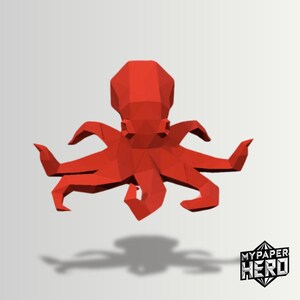 Low Poly Octopus Model, Digital Template, Papercraft Octopus 3D, Pepakura, Wall Paper Art, DIY ...