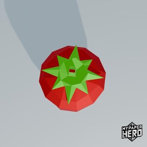 Papercraft Strawberry 3D, Digital Templates, Low Poly Strawberry, Poly ...