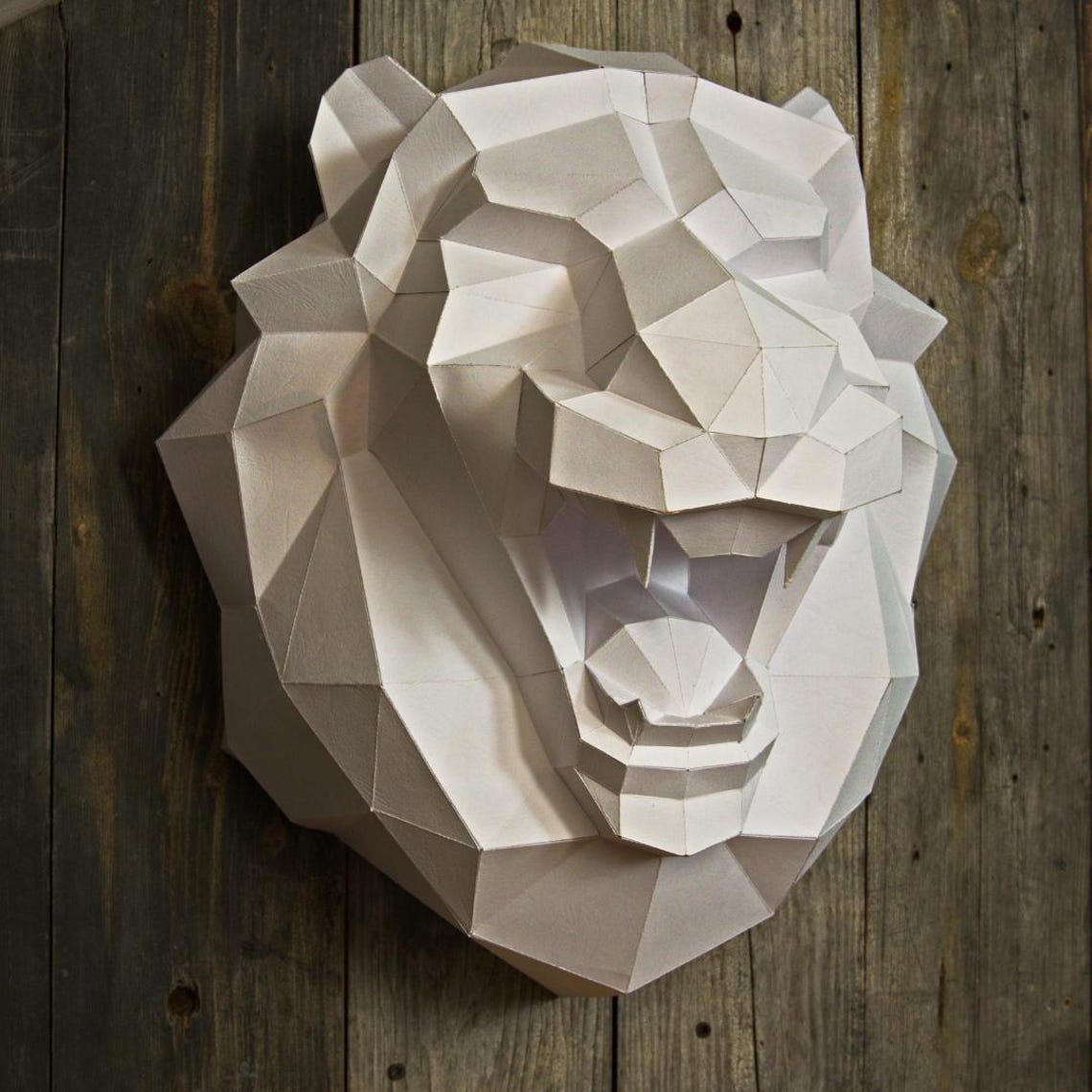 Low Poly Lion Head Wall Art Decor, Papercraft Lion, PDF SVG Digital ...